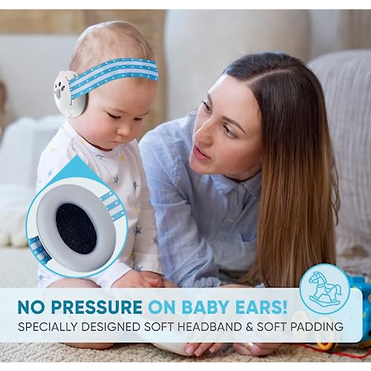 Lunobaby Baby Ear Muff - Noise Canceling Headphone for Infant Hearing Protection - Newborn Airplane Travel Essential - Plane Soundproof Earmuff for Flying