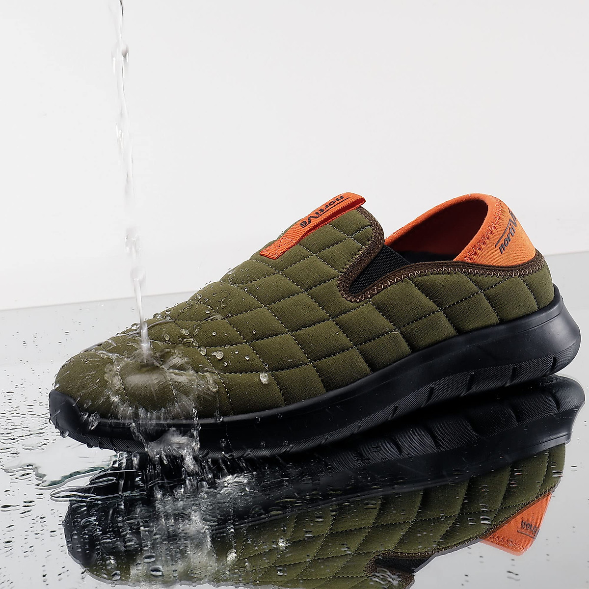 NORTIV 8 Men's Women's Hiking Slip-On Loafers Shoes Slippers Camping Moc Outdoor Indoor Walking Shoes Army Green SNUO226M, Size 7