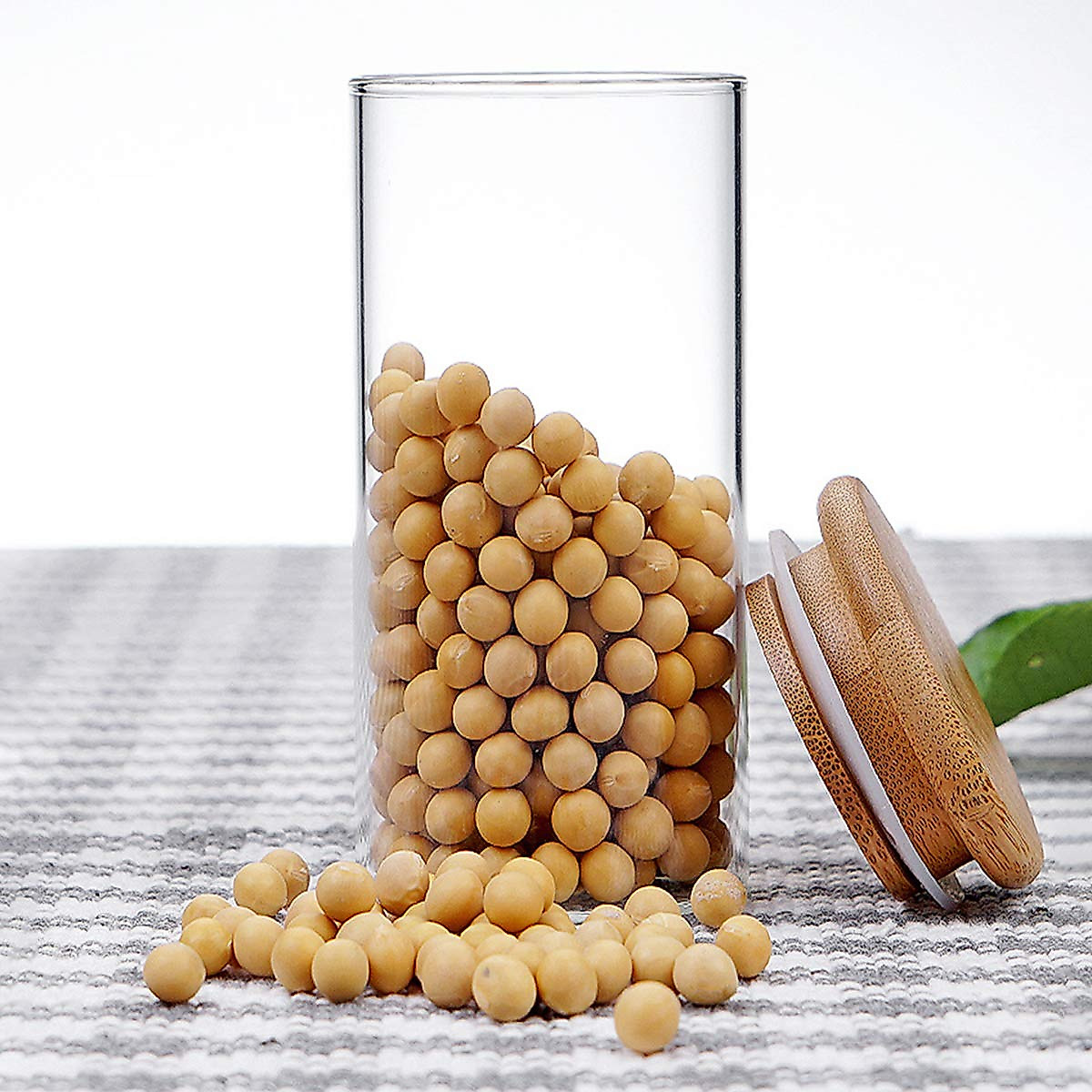 Amosfun 380ml Glass Jar Sealed Food Storage Container with Lids for Kitchen Spice Coffee Loose Bean Sugar Salt