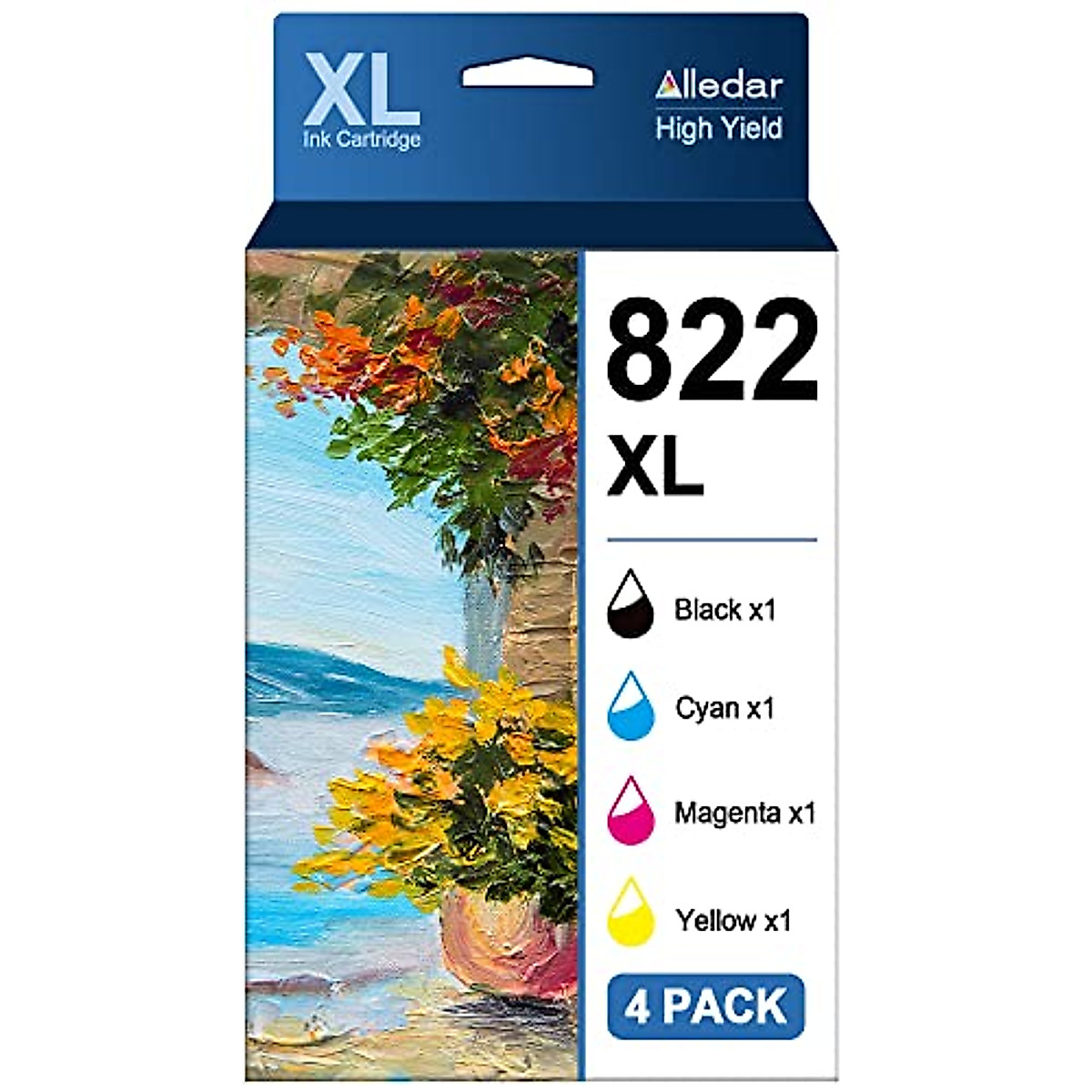 822XL Ink Cartridges Remanufactured Replacement for Epson 822XL 822 XL 822 T822XL Use for Workforce Pro WF-4820 WF-3820 WF-4830 WF-4833 WF-4834 Printer Ink (Black, Cyan, Magenta, Yellow,4 Pack)