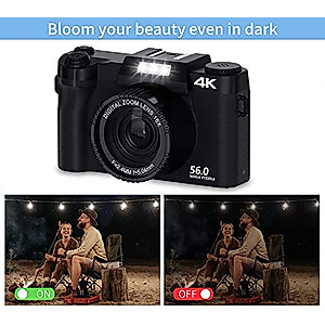 Saneen Digital Camera, 4K & 56MP Cameras for Photography, Small & Compact Vlogging Video Camera for Teens, Kids, Beginners, Equipped with 16X Digital Zoom, 32GB SD Card & 2 Rechargeable Batteries