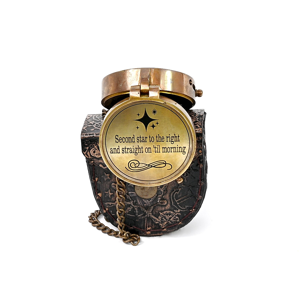 The New Antique Store - Engraved Compass, Customized Brass Compass for Anniversary, Birthday, Graduation Day, Confirmation, Valentine, Parting, Sailor Gift (Peter Pan)