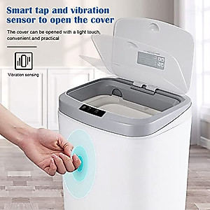 F FINEC 16L Automatic Touchless Trash Can, Motion Sensor Trash Can Smart Garbage Can with Lid for Kitchen Bathroom Bedroom Living Room Office