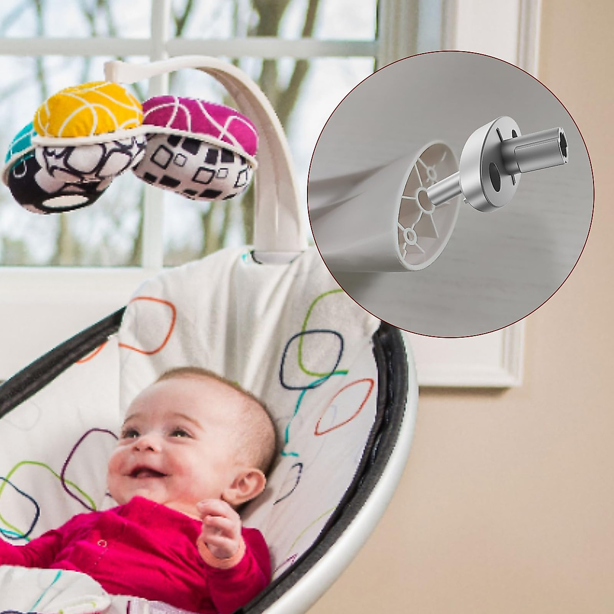 ARSUNOVO Mobile Connector Replacement, Toy Pole Conversion Attachment for 4moms Mamaroo's Model 1037 Toy Stand,Aluminum Alloy