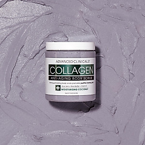 Advanced Clinicals Collagen Exfoliating Body Scrub W/Vitamin E Oil + Pumice + Coconut Oil | Moisturizing Body Wash For Women | Skin Care Exfoliator Scrub To Remove Acne, KP Bumps, & Dead Skin, 19 Oz