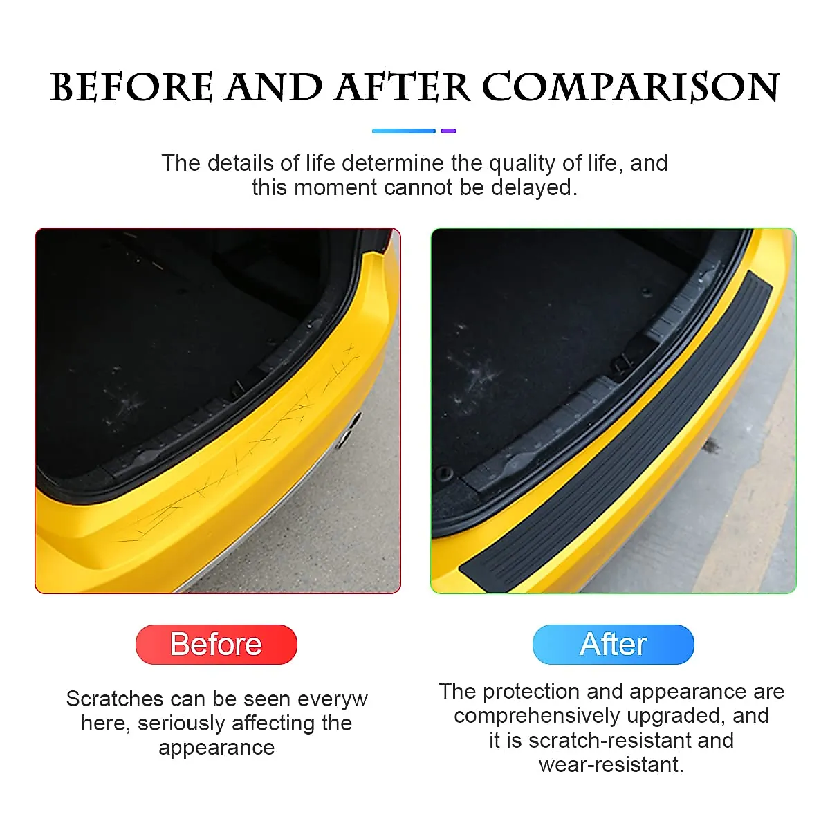 Car Rear Bumper Protector Guard, Universal Black Rubber Anti-Scratch Abrasion Resistant Trunk Door Entry Guards Accessory Trim Cover for SUV, Cars, Car Exterior Accessories (Black/40.9"x3.5")