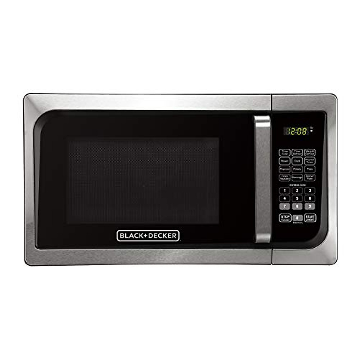 Black+Decker, Stainless Steel EM925AJK-P1 0.9-Cu. Ft. Pull Handle Microwave