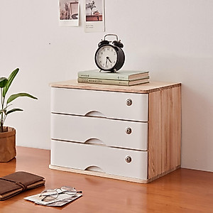 Desktop Organizer Storage Box - Desktop File Cabinet, Desktop Drawer Cabinet With Lock, 1/2/3/4 Tier Wooden Flat File Cabinet Storage, Desktop Storage Cabinet/Data Cabinet ( Color : A , Size : 4 drawe