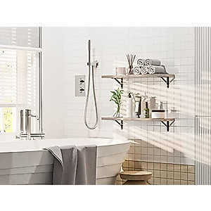 SUPERJARE 23.6 x 7.9in Floating Shelves, Set of 2, Wall Mounted Shelves for Storage, Hanging Book Shelves with Brackets for Bedroom/Living Room/Kitchen/Office/Bathroom - Greige