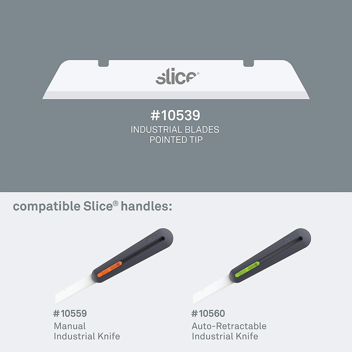 Slice 10539 Extra Long Industrial Blade, Advanced Ceramic, Ideal for Insulation, Batting, Foam, Finger-Friendly Safety Blade; Lasts 11x Longer Than Metal, Pointed Tip (4 Pack)