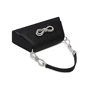 YIKOEE Sparkly Rhinestone Bow Evening Bag Clutch Purses for Women (Black)