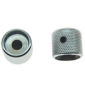KAISH Set of 2 Black Pearl Top Guitar Dome Knobs with Set Screw for Tele Guitars Black Pearl Cap Bass Chrome Knobs