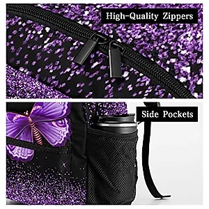ArtGift Custom Print Purple Butterfly Waterproof Backpack for Birthday Holiday Gift, 12.2(L) x 5.9(W) x 16.5(H) Inch