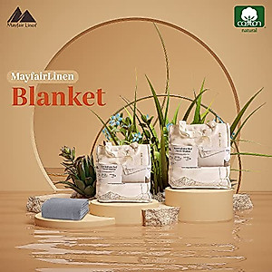 Mayfair Linen 100% Pure Cotton, Luxury King/Cal King Size Dark Grey Blanket - Herringbone Pattern, Soft &Cozy Premium Fall Throw Blanket for All Seasons, 350GSM &106x92 with Free Tote Bag