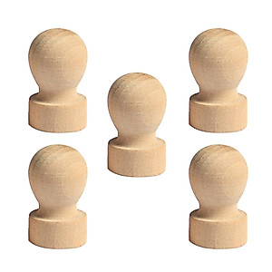 Healifty 5pcs 2.5cm Stamp Wooden Round Handle DIY Stamp Wood knobs,Drawer pulls and knobs for Scrapbooking Craft Card Diary