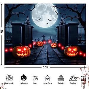 Light Up Halloween Backdrop Halloween Photo Cemetery Backdrops Scary Party Decorations Supplies for Photography Horror Photo Booth Props Background 6.5ft x 5ft