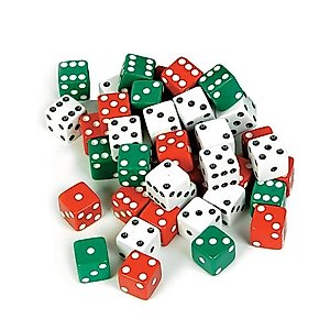 EAI Education Dice: Red/Green/White - Set of 36
