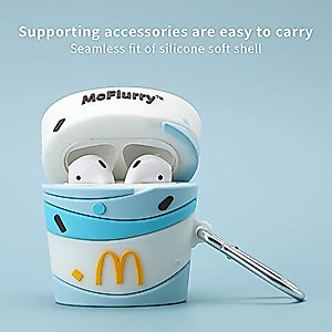 Airpod Case, 3D Cute Funny Cool Kawaii Fashion Food and Drink Airpod Case Design , Kawaii Fun Cool Keychain for Airpod 1/2 (McFlurry)