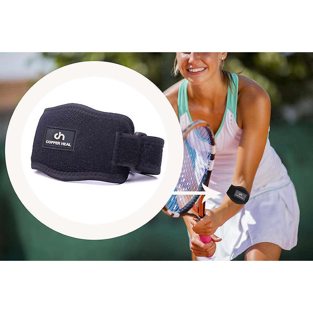 COPPER HEAL Elbow Brace (PAIR) - ADJUSTABLE Support & Medical Recovery from Tennis Elbow or Lateral Epicondylitis arm sleeves men nerve rennis workout pads softball
