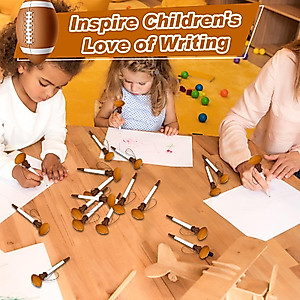 Lincia 24 Pcs Sport Funny Pen Hoop Ballpoint Novelty Bulk Plastic Sports Soccer Basketball Baseball Football Tennis Golf Themed Pen for Birthday Party School Award Party Favor Supplies(Football)