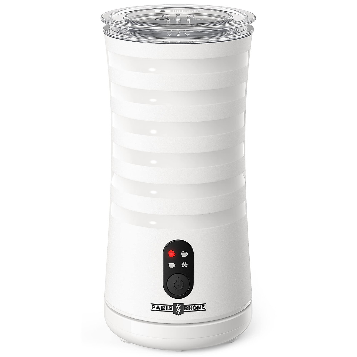 Paris Rhône Milk Frother, 4-in-1 Milk Frother and Steamer, ErgonomicStylish Design, Hot & Cold Milk Steamer with Temperature Control, Auto Shut-Off Frother for Coffee, Latte, Cappuccino, Macchiato