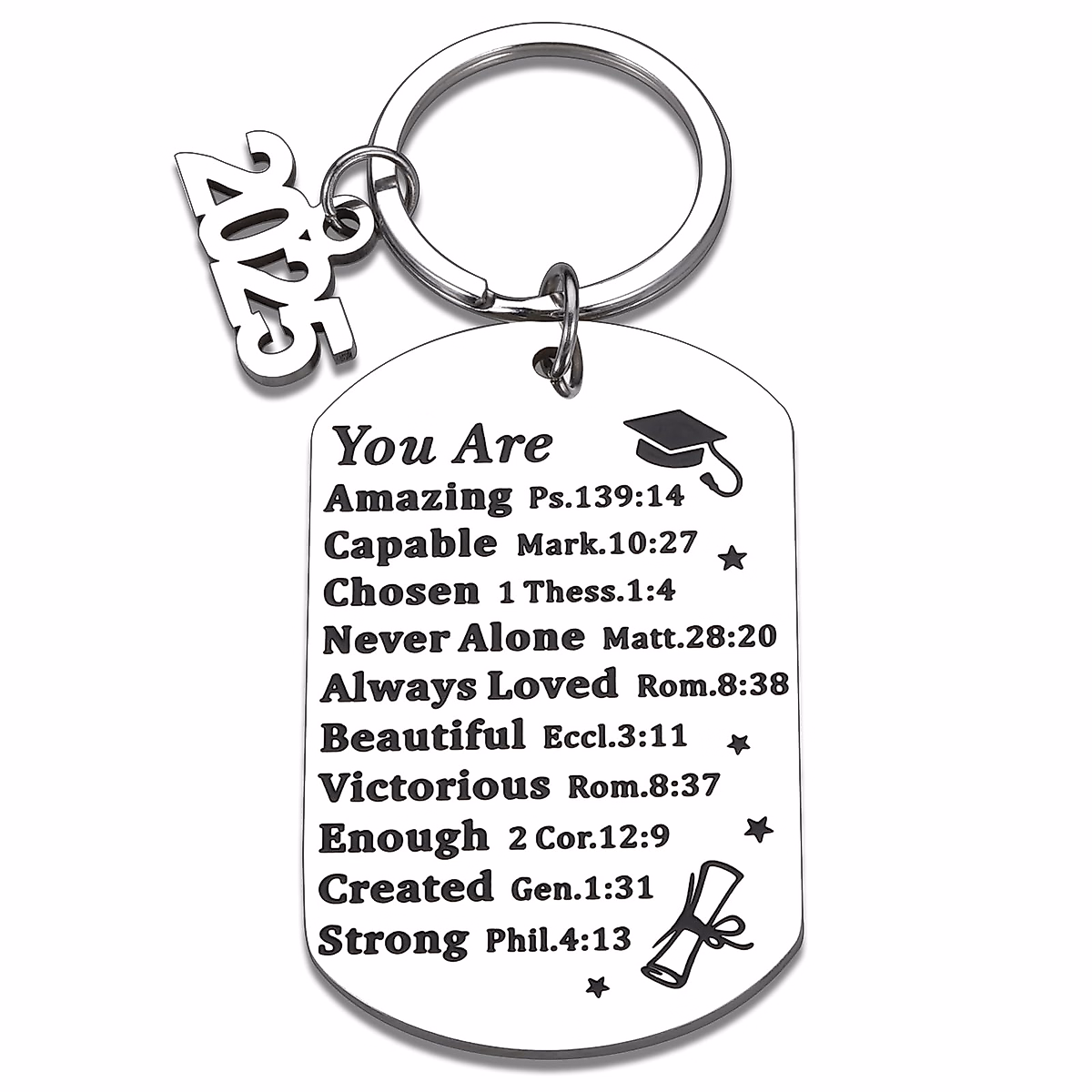 2025 Graduation gifts for Him Her Class of 2025 Keychain Graduation Gifts for Women Men Middle senior High School College Grad Student Nurse Daughter Son Degree Inspirational Religious Christian gift