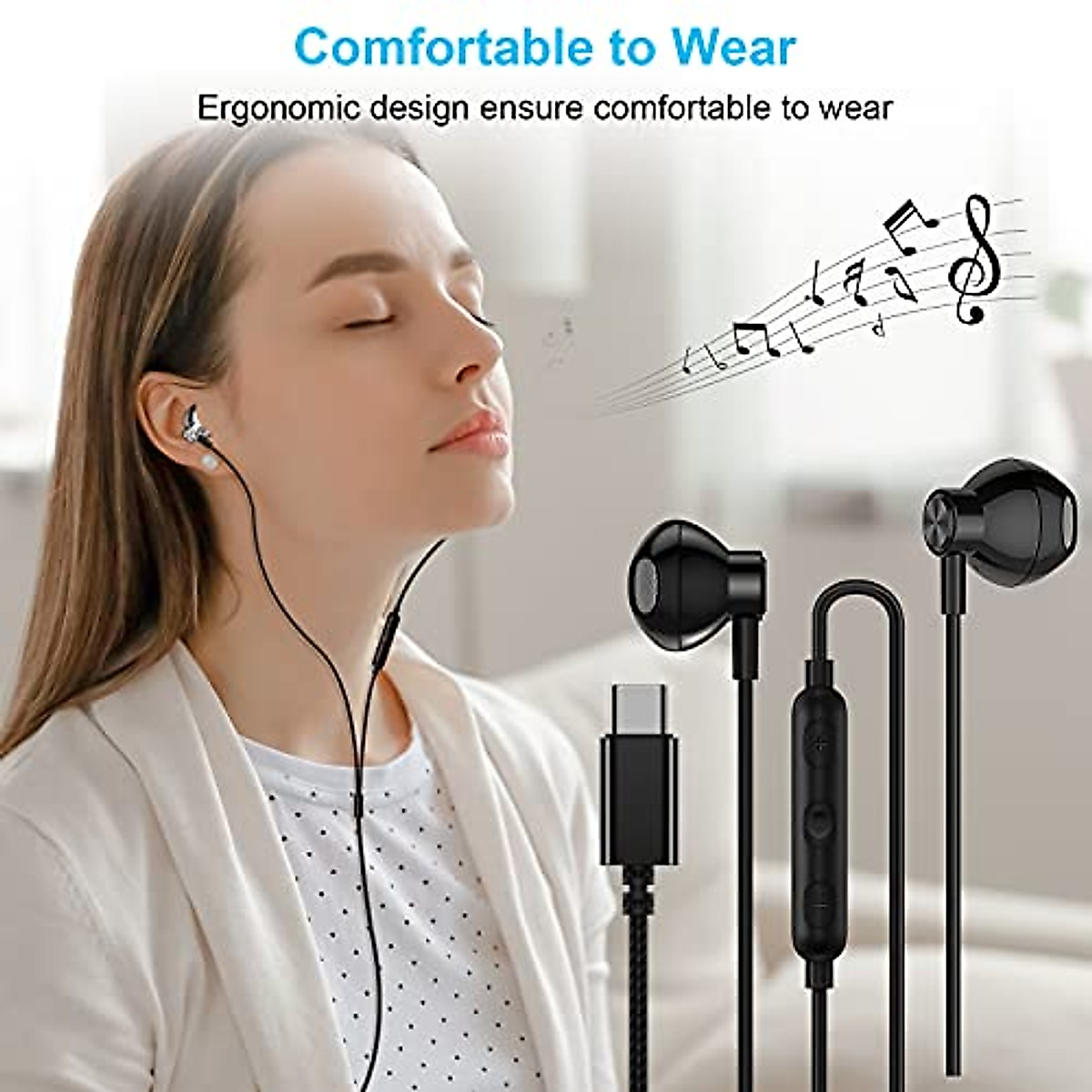 ACAGET Wireless Earbuds & Type C Android Headphones, Sport Earphones Touch Control Bluetooth Headphone with Over Ear Earhook, and Wired USB C Earphone for Samsung Galaxy S23 S22 S21 Ultra Pixel 7 Pro