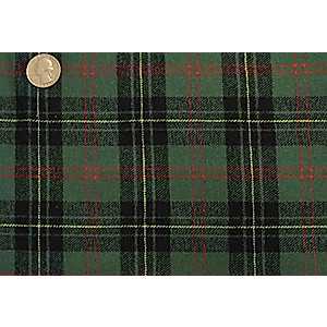 Richlin Fabrics 3 Yard Pack, 56" Yarn Dyed Flannel Plaid, Green, 100% Cotton