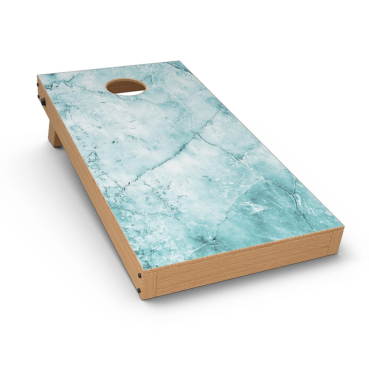 Design Skinz Marble Skin Set for Cornhole (Skin Only) - Cracked Turquise Marble Surface