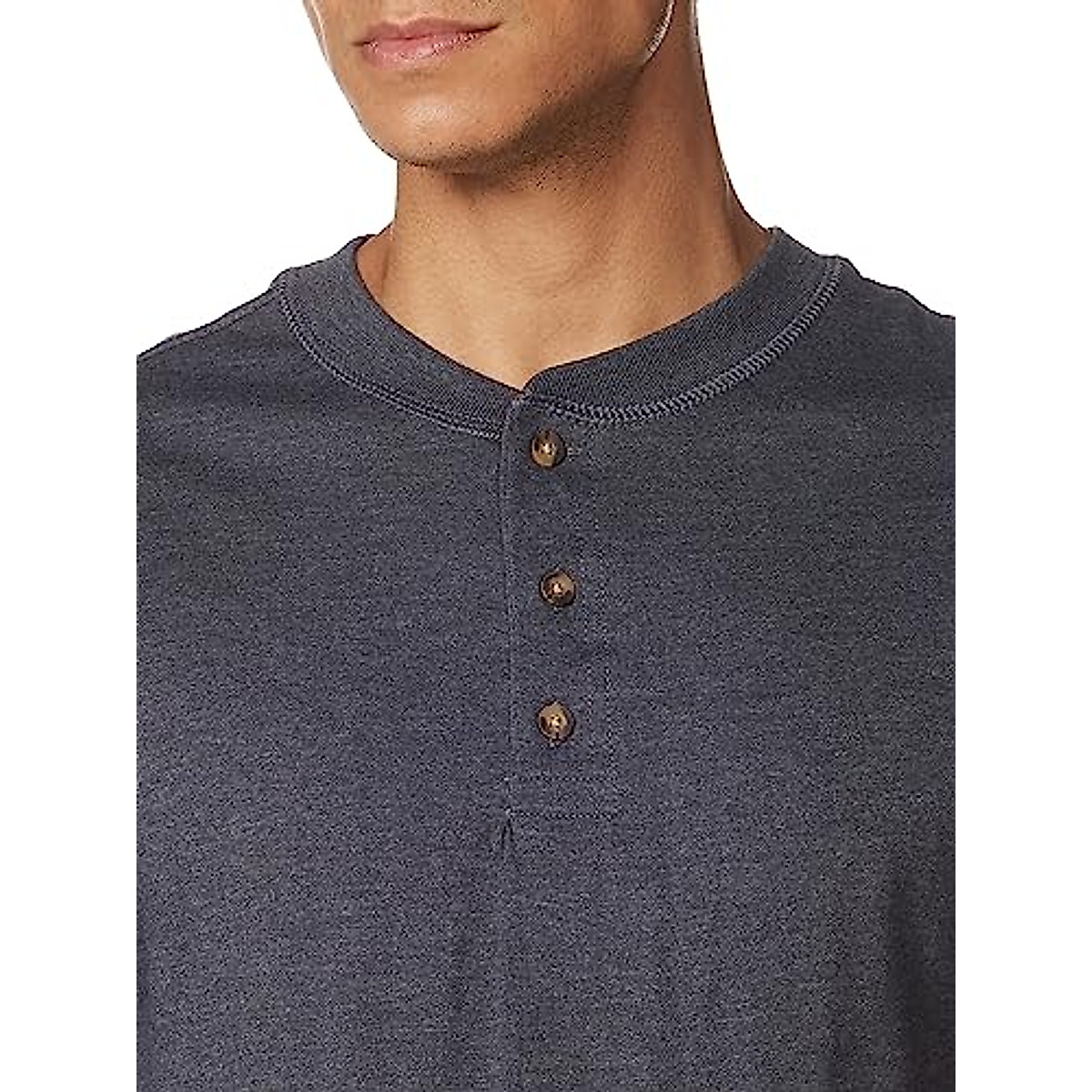 Hanes mens Beefy Long Sleeve Three-button Henley Shirt, Slate Heather, Large US