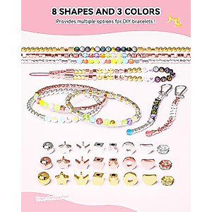 ARTDOT Gold Beads for Jewelry Bracelets Making, 1740 PCS 8 Styles Spacer Beads Kit (Gold, Sliver, Rose Gold)