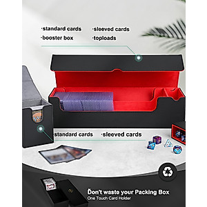 ZLCA Card Deck Box 5 In 1, Include 1600+ Premium Trading Card Storage Box with Dice Tray, and 4 PCS Card Deck Case for MTG, TCG, Sports Cards, Card Gaming Accessories Present Set (Black & Red Set)