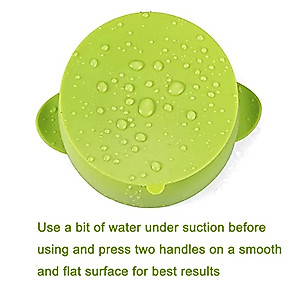 PandaEar Set of 2 Silicone Stay Put Suction Bowls | Large Cup Base| Food Grade Soft Safe BPA-Free Silicone | Babies Toddlers Infants | (Blue & Green)