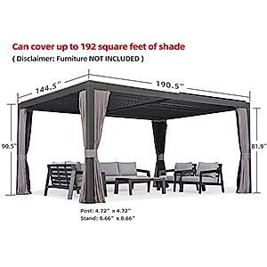 PURPLE LEAF Outdoor Louvered Pergola 12' × 16' Adjustable Metal Roof Hardtop Gazebo