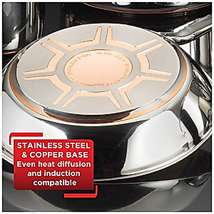T-fal Ultimate Stainless Steel and Copper Cookware Set 13 PIece Induction Pots and Pans, Dishwasher Safe Silver