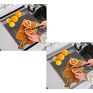 SunCleanse Roll Up Dish Drying Rack,Over The Sink Dish Drying Rack Kitchen Rolling Dish Drainer(17.8"x11.8")