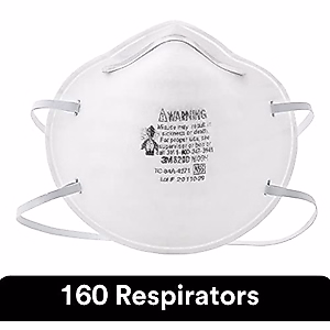 3M N95 Particulate Respirator 8200, 160/Case, Disposable, Sweeping, Sanding, Grinding, Sawing, Bagging, Dust, 8 Packs of 20 Respirators