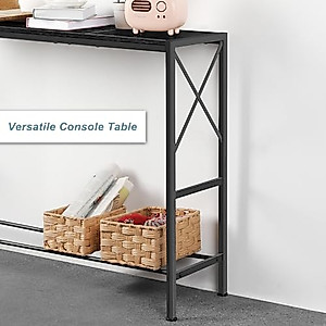Narrow Console Table 41" Behind Couch Table Skinny Small Entryway Table, Black Wood Console Table with Metal Frame, Industrial Hallway Table for Entryway, Living Room, Foyer, Wood Sofa Table