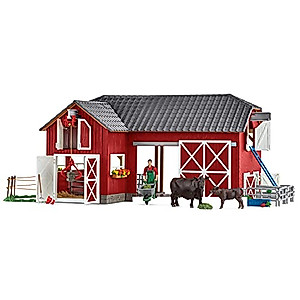 Schleich Red Barn Playset with Cows, Farmer, Tractor, and Farm Life Accessories - 27-Piece Set for Kids Ages 3+