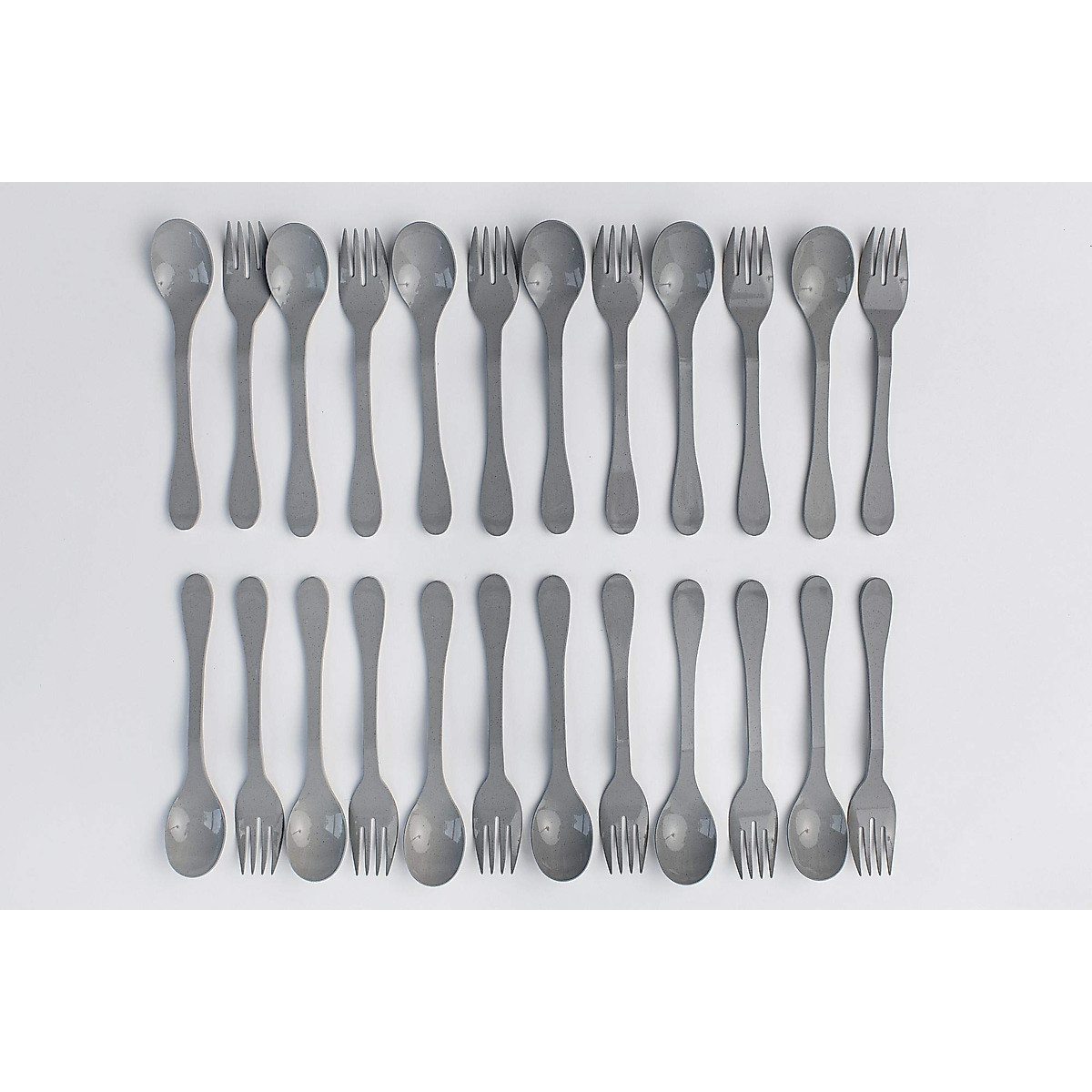 Knork Eco Plant Based 24 Pack Reusable Bamboo Flatware Set (GREY)