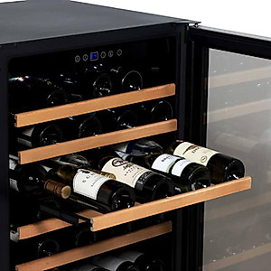 Avanti WCR506SS WCR506 Wine Cooler, 50 Bottle Capacity, in Stainless Steel with Wood Accent Shelving, Black