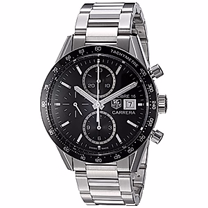 TAG Heuer Men's 'Carrera' Swiss Automatic Stainless Steel Dress Watch, Color:Silver-Toned (Model: CV201AJ.BA0727)