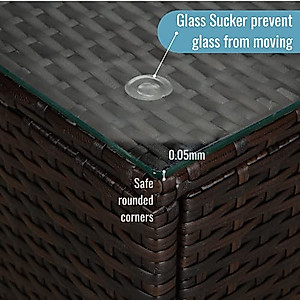 HomSof 6-Piece PE Rattan Wicker Sectional Cushioned Sofa Sets with 1 Red Pillow, Blue + Brown