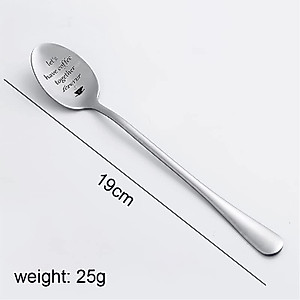 Couples Gifts Coffee Spoons Set Coffee Lovers Gifts for Wife Husband Anniversary Christmas Birthday Gifts for Girlfriend Boyfriend - Let's Have Coffee Together Forever Spoon