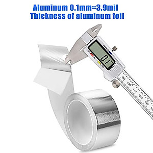 Aluminum Tape, 2 inch x 65 Feet Foil Tape (3.9 mil), Insulation Adhesive Metal Tape, High Temperature Heavy Duty HVAC Tape, Silver Tape Aluminum Foil Tape for Ductwork, Dryer Vent, HVAC