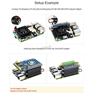 Cooling Fan for Raspberry Pi 4B/3B+/3B Low-Profile CPU with Aluminum Alloy Bracket and GPIO Fan Adapter @XYGStudy (PI-FAN-3007-B)