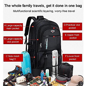 Expandable Large-capacity Oxford Backpack, Multi Compartments Lightweight Backpack for Travel, Laptop Backpack (Black)