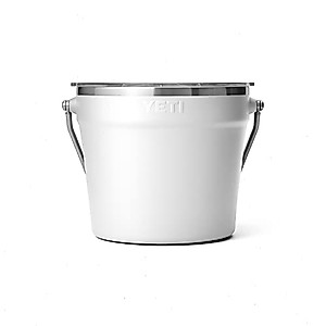 YETI Rambler Beverage Bucket, Double-Wall Vacuum Insulated Ice Bucket with Lid, White
