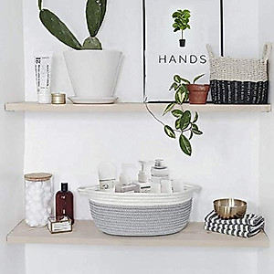 Goodpick Small Woven Basket Desk Organizer with Handles (Set of 2)