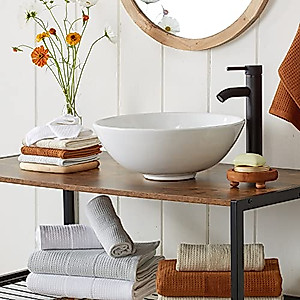 Great Bay Home 100% Cotton Waffle Weave Bathroom Towels. Absorbent Quick-Dry Plush Bath Towels. Soleia Collection (Hand Towel (4-Pack), White)